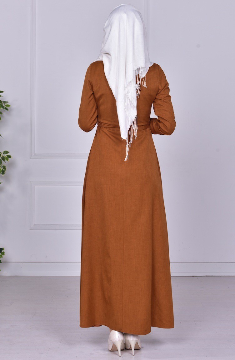 Dark Mustard Hijab Dress 4062-03 | Sefamerve
