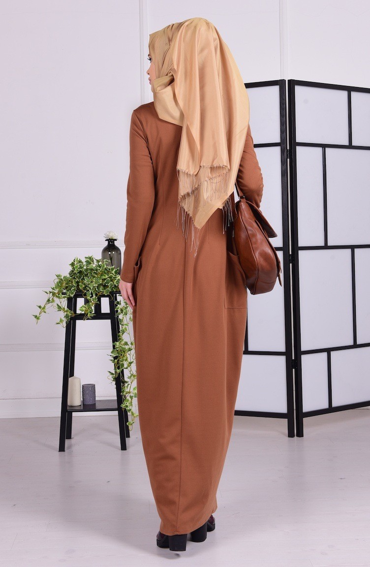 Tan Hijab Dress 8029-09 | Sefamerve