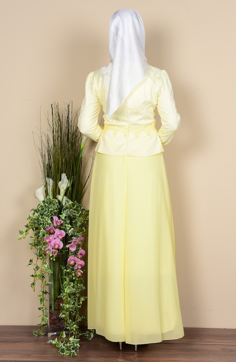 Yellow Hijab Dress 52435-01 | Sefamerve