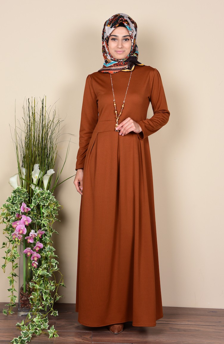 Tan Hijab Dress 2064-05 | Sefamerve