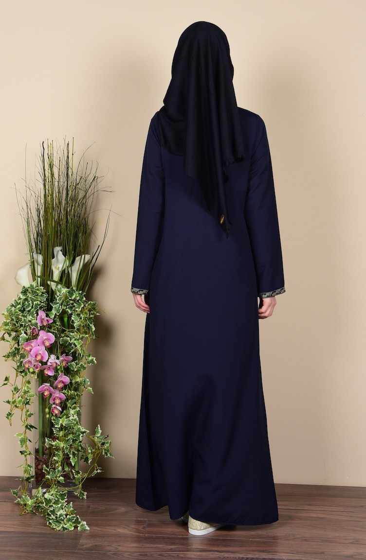 Navy Blue Hijab Dress 004-02 | Sefamerve