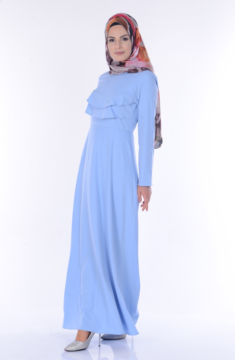 Light Blue Hijab Dress 5004-03 | Sefamerve