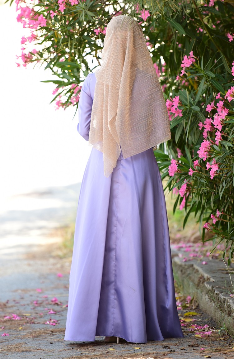 Violet Hijab Evening Dress 1086-06 | Sefamerve