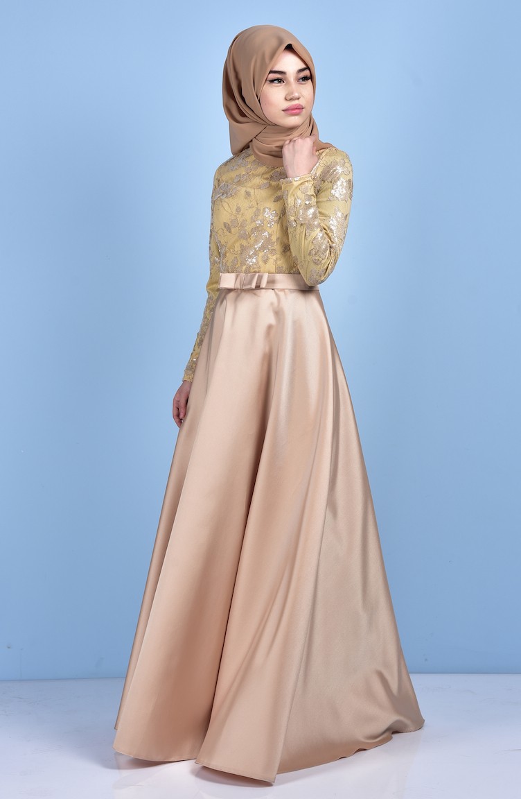 Gold Hijab-Abendkleider 0533-02 | Sefamerve