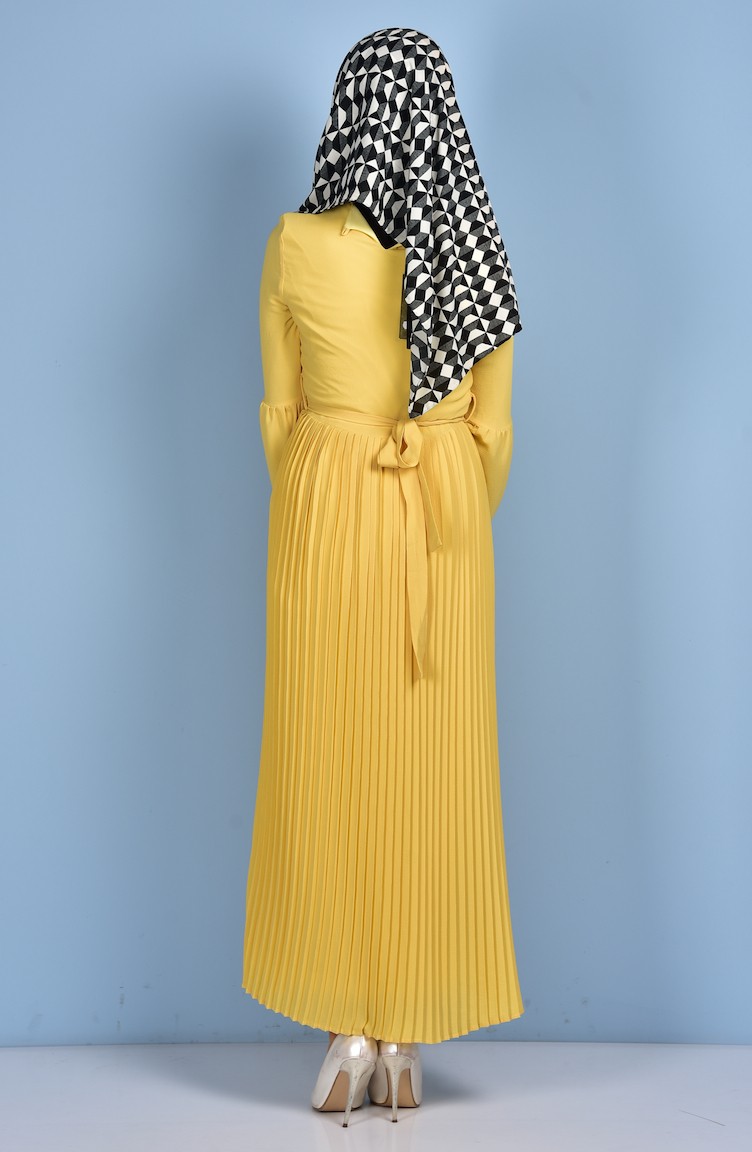 Yellow Hijab Dress 129-04 | Sefamerve