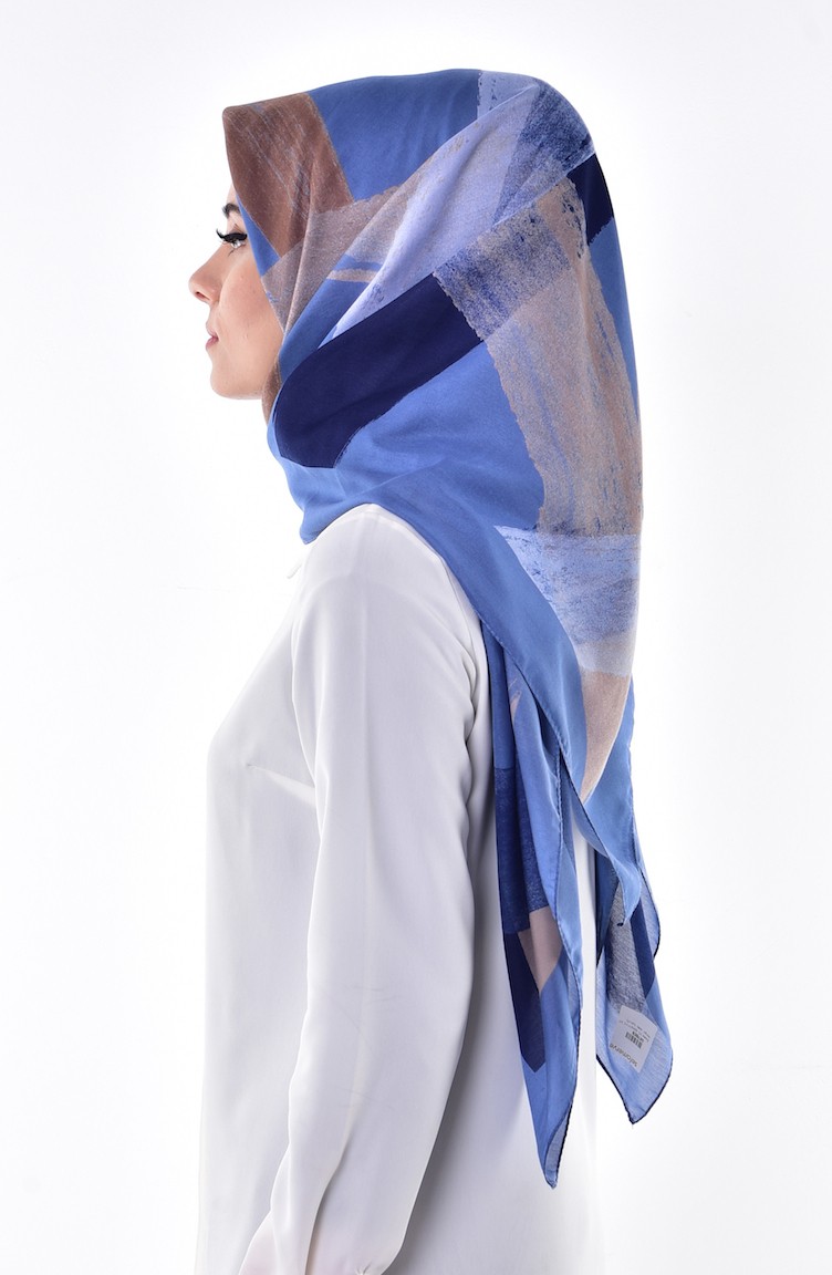 Gemustertes Kopftuch 60047-07 İndigo 07 | Sefamerve