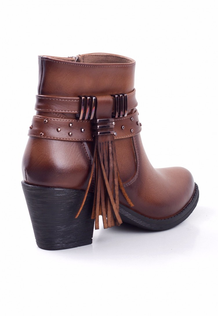 Sur Taba Cilt Püsküllü Topuklu Bot 70833 | Sefamerve