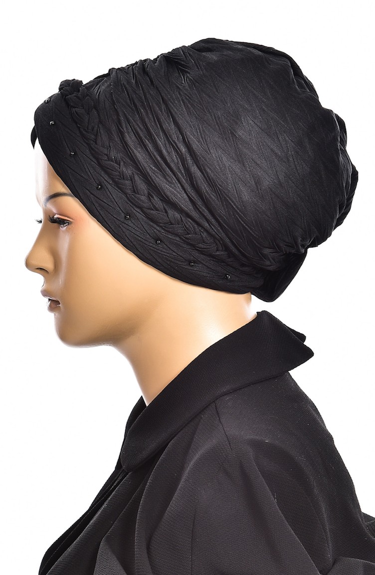 Black Ready to Wear Turban 1001-08 | Sefamerve