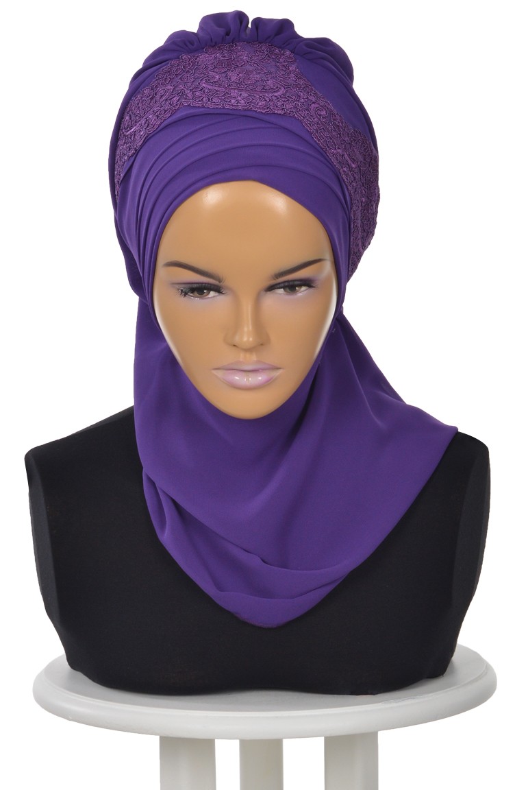 Purple Ready to Wear Turban 0053-20 | Sefamerve