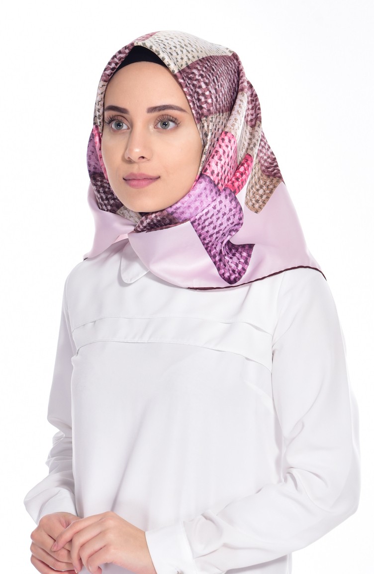 Gemustertes Gold Rayon Kopftuch 80020-06 Puder Zwetschge 06 | Sefamerve