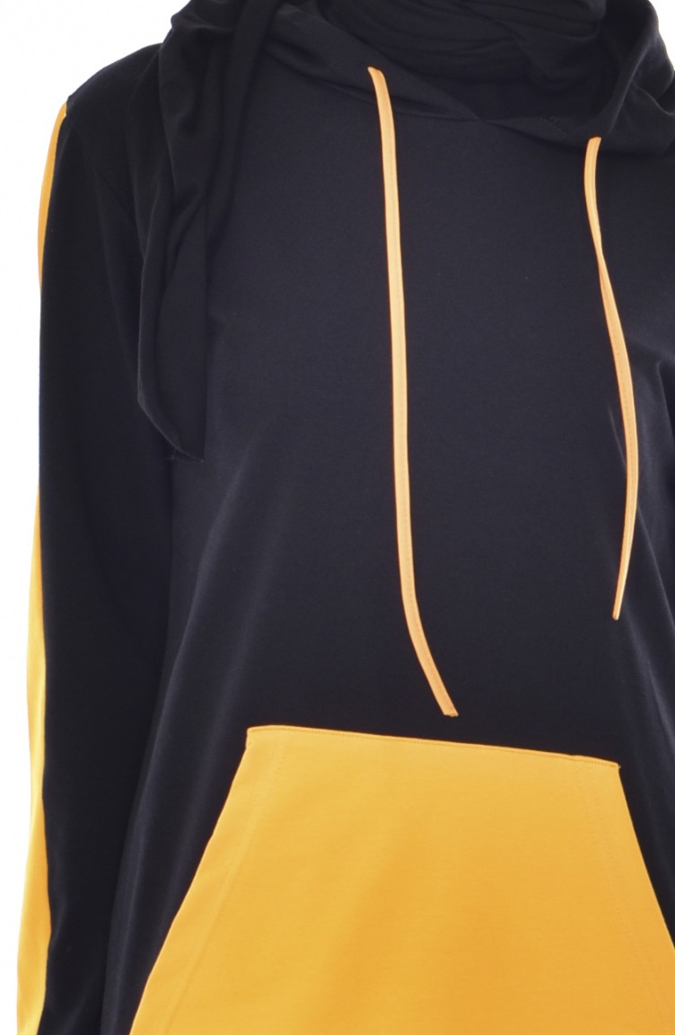 Hooded Tracksuit Suit 18063-02 Mustered Black 18063-02 | Sefamerve