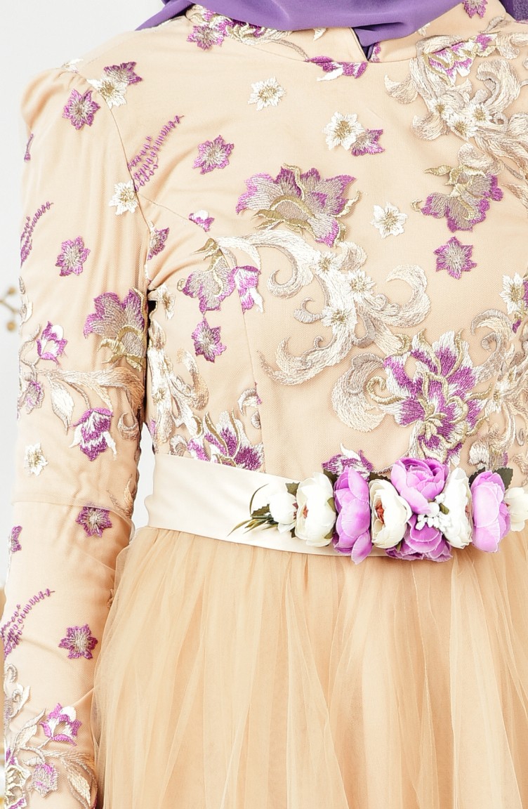 Gold Hijab Evening Dress 0409-01 | Sefamerve