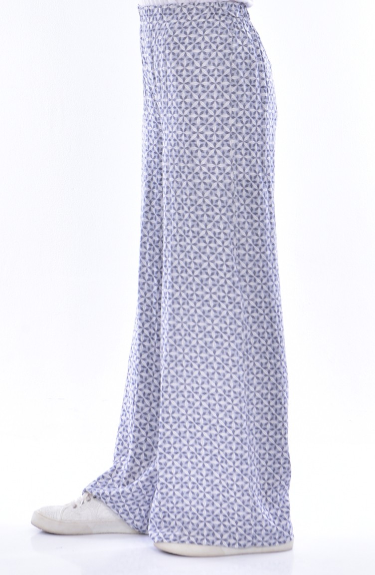 Patterned Wide Leg Trousers 4002-01 Gray 4002-01 | Sefamerve