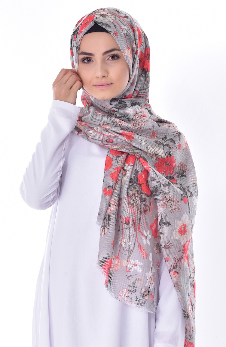 AKEL Printed Full Net Shawl 001-671-19 Gray 001-671-19 | Sefamerve