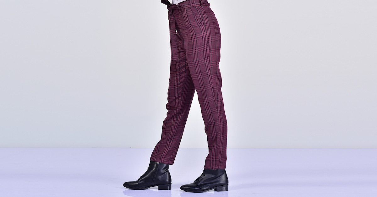 Plaid Patterned Straight Leg Pants 4002C-01 Purple 4002C-01 | Sefamerve
