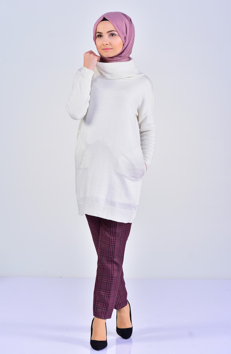 Plaid Patterned Straight Leg Pants 4002C-01 Purple 4002C-01 | Sefamerve