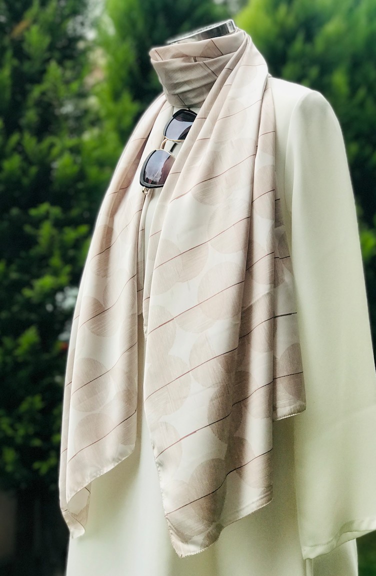 Geometric Patterned Rayon Shawl 50902-01 Beige 50902-01 | Sefamerve