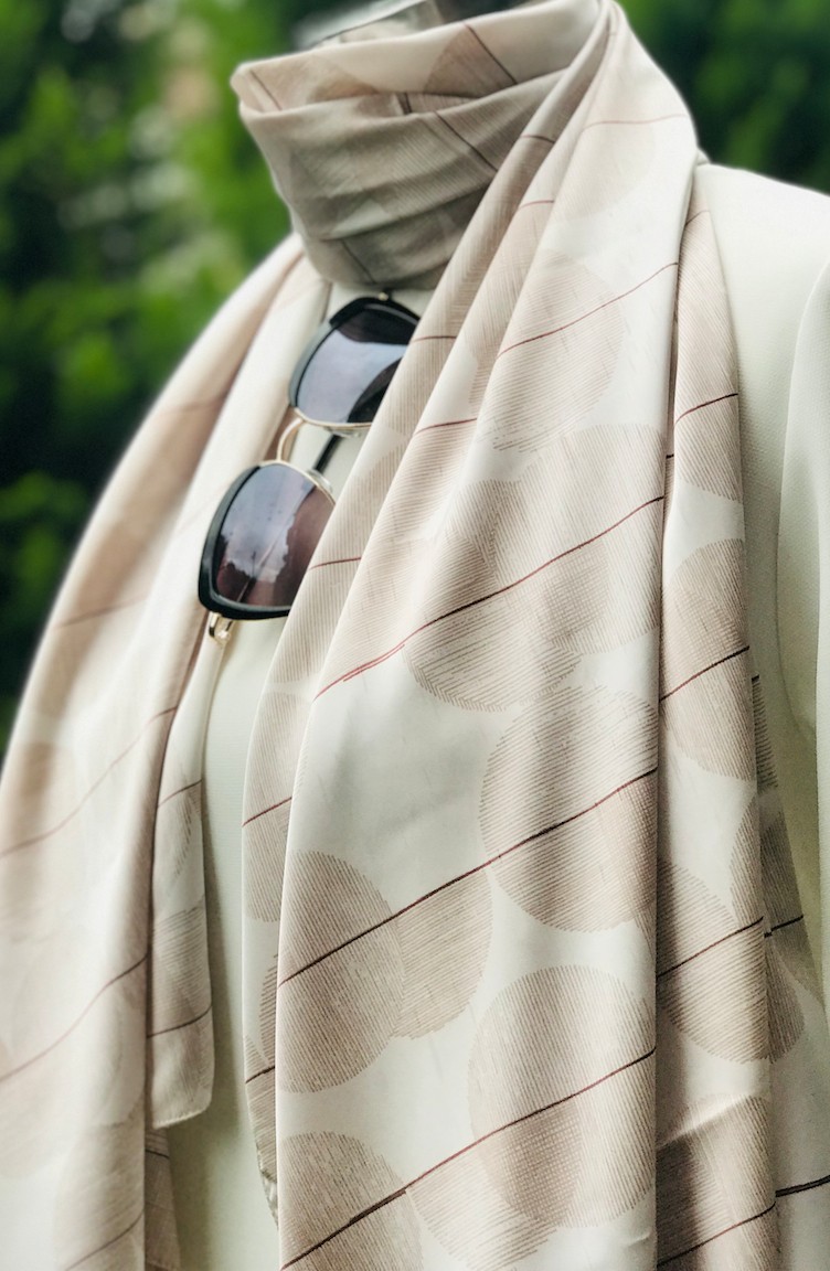 Geometric Patterned Rayon Shawl 50902-01 Beige 50902-01 | Sefamerve