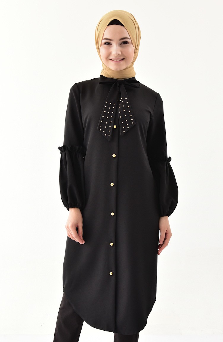 Tie Collar Pearl Tunic 3011-04 Black 3011-04 | Sefamerve