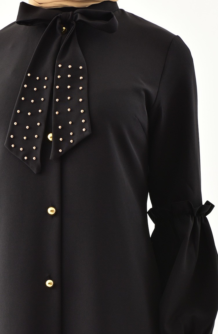 Tie Collar Pearl Tunic 3011-04 Black 3011-04 | Sefamerve