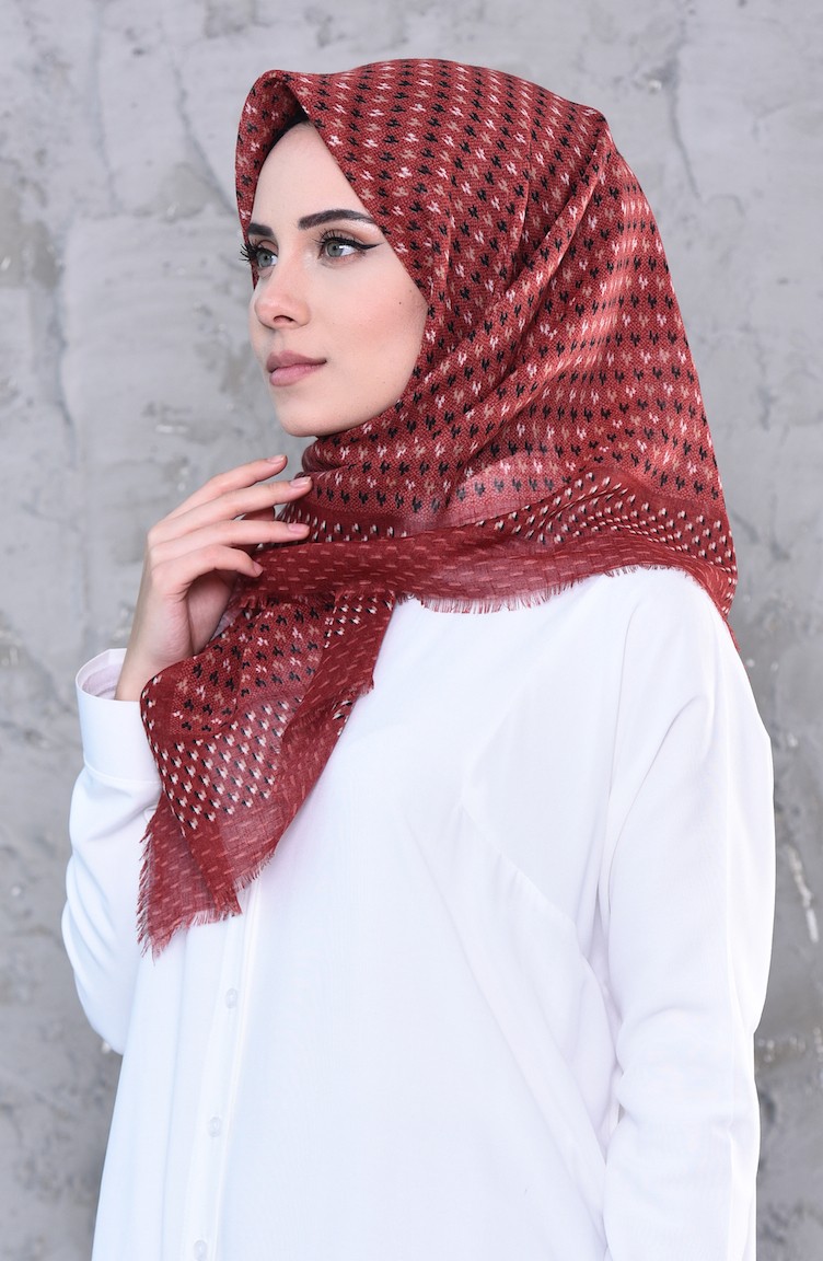 Patterned Decorated Cotton Shawl 2189-18 Tile 2189-18 | Sefamerve