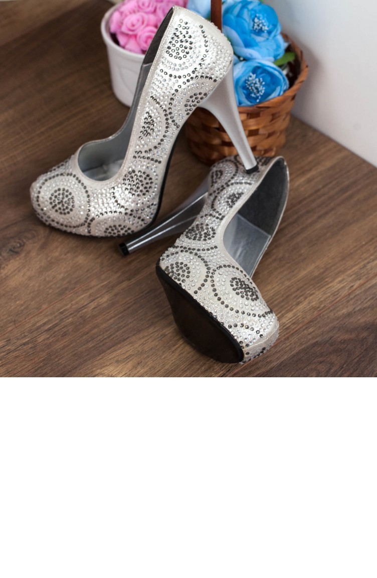 Silver Gray High-Heel Shoes 142YMSR0001008 | Sefamerve