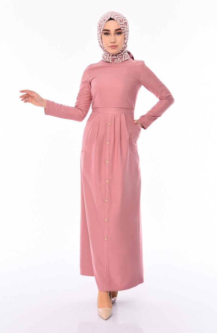 Robe Hijab Rose Pâle 4275-03 | Sefamerve