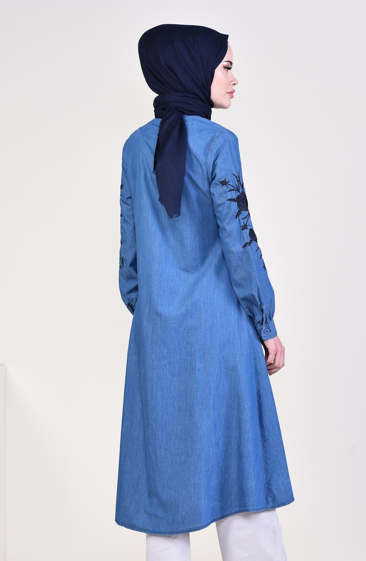 Bestickte Jeans Tunika 6005-02 Jeans Blau 6005-02 | Sefamerve