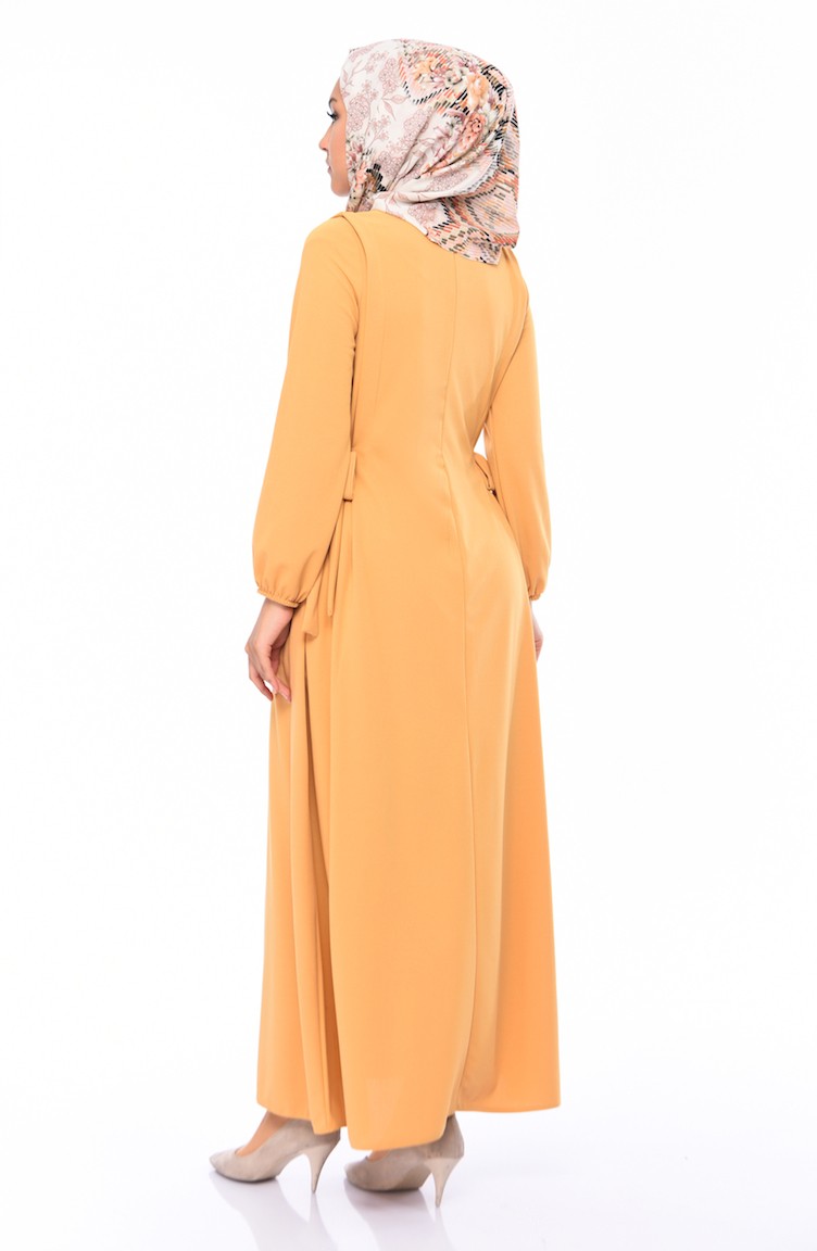 Mustard Hijab Dress 5261-03 | Sefamerve
