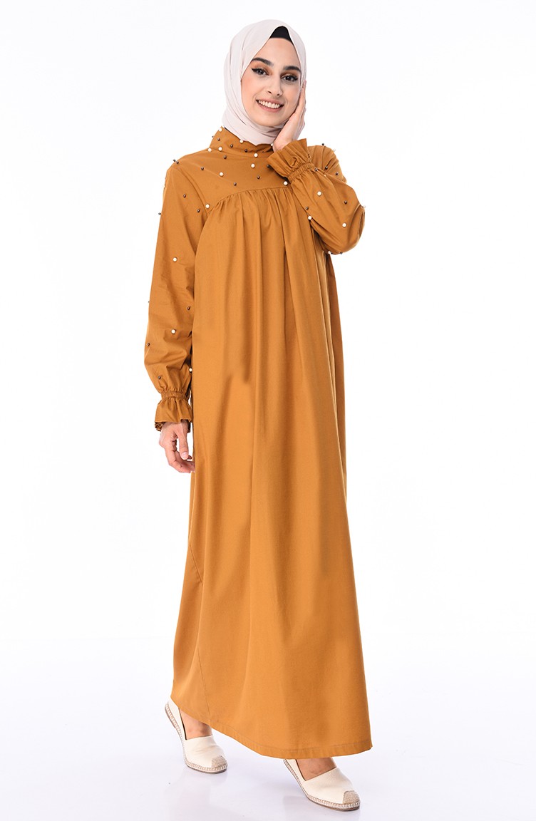 Mustard Hijab Dress 0012-03 | Sefamerve