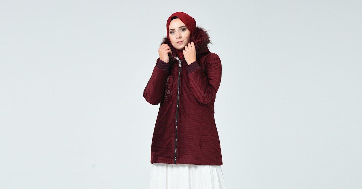 Mantel aus Samt mit Tasche 4528-02 Kirsche 4528-02 | Sefamerve