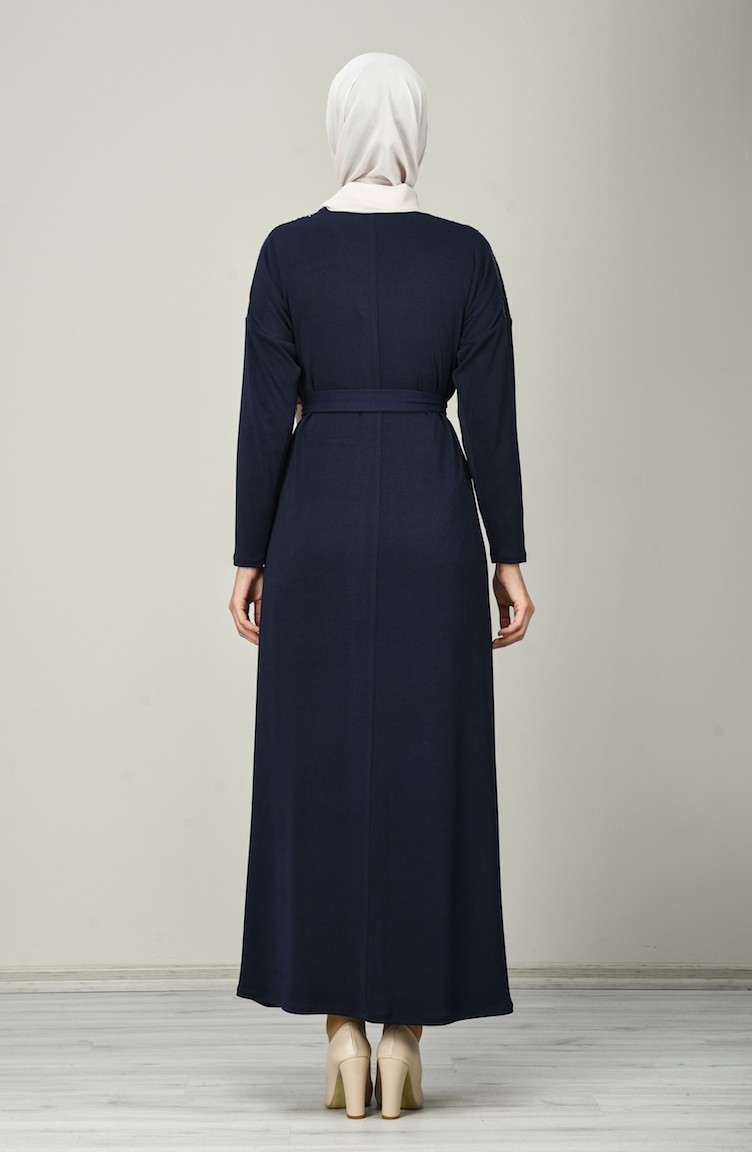 Navy Blue Hijab Dress 8136-01 | Sefamerve