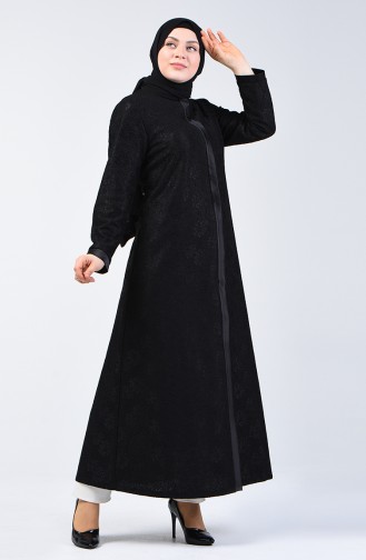 Abaya de Soirée à Dentelle Grande Taille 0294B-02 Noir 0294B-02 | Sefamerve