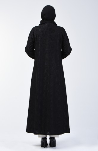 Abaya de Soirée à Dentelle Grande Taille 0294B-02 Noir 0294B-02 | Sefamerve