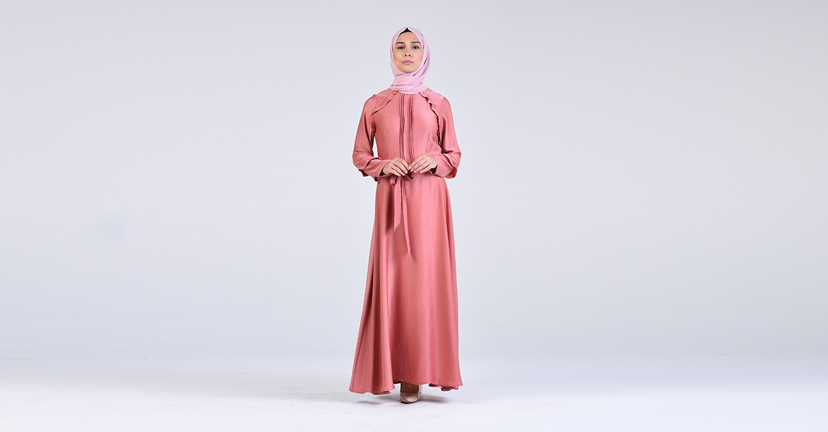Aerobin Fabric Belted Dress 3092-02 Dry Rose 3092-02 | Sefamerve