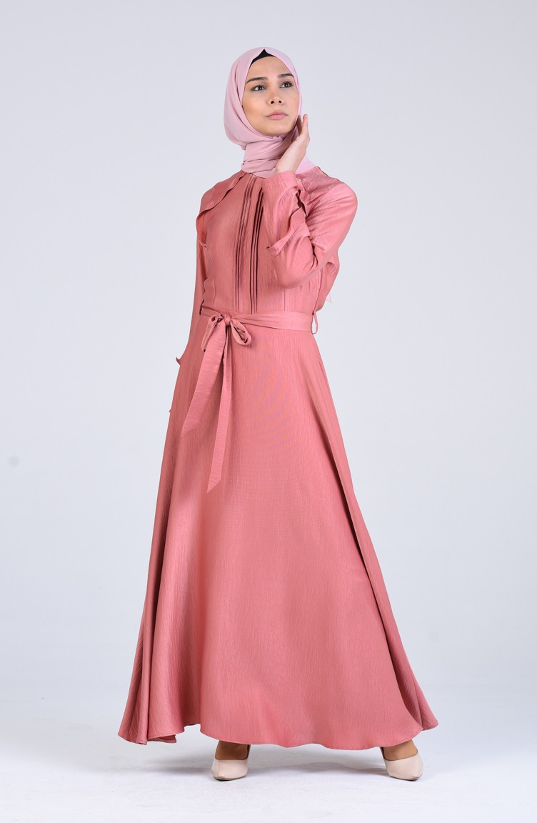 Aerobin Fabric Belted Dress 3092-02 Dry Rose 3092-02 | Sefamerve
