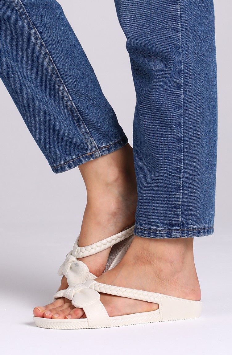 Cream Summer Slippers 01-06 | Sefamerve