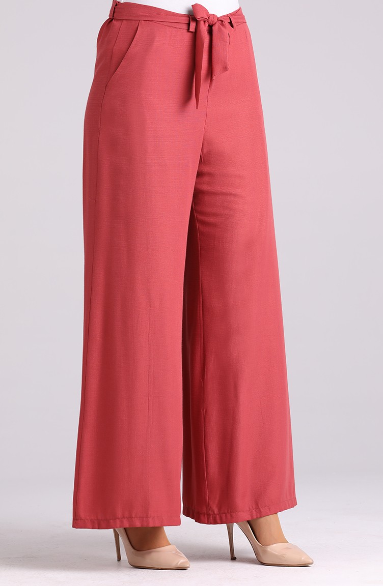 Belted wide-leg Trousers 0129a-02 Dark Rose-dry 0129A-02 | Sefamerve