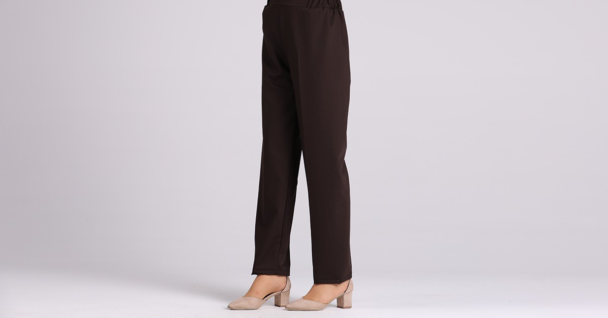 Elastic waist Pants 1983-07 Brown 1983-07 | Sefamerve