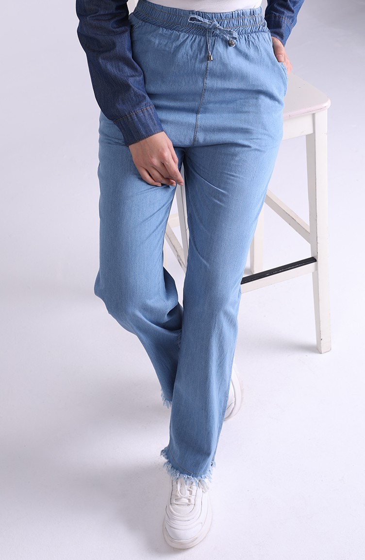 Elastic wide-leg Jeans 2004-01 Ice Blue 2004-01 | Sefamerve