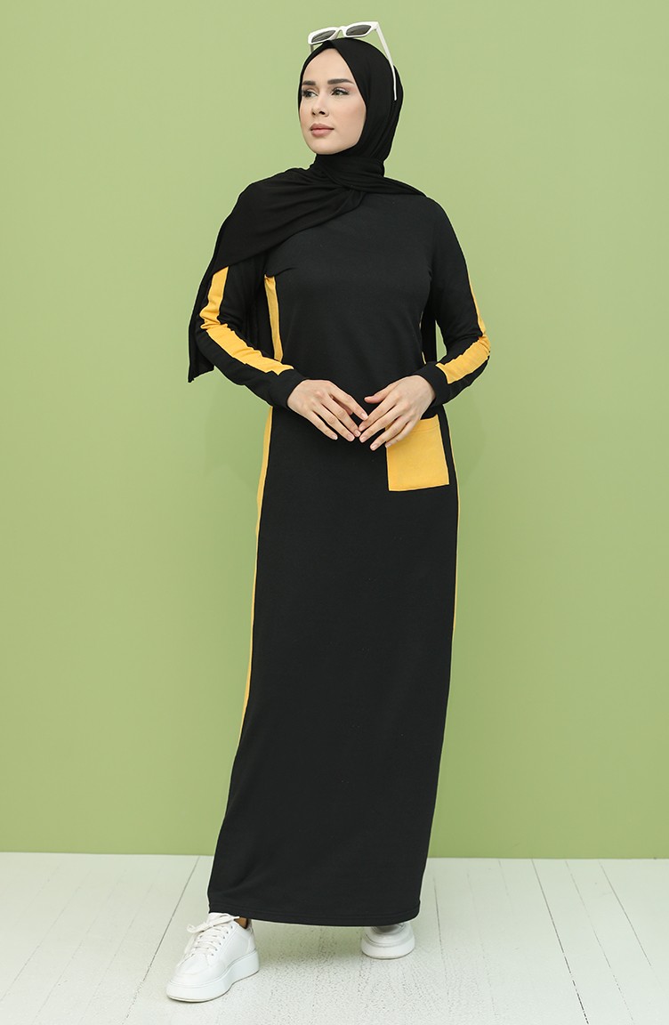 Yellow Hijab Dress 3262-14 | Sefamerve