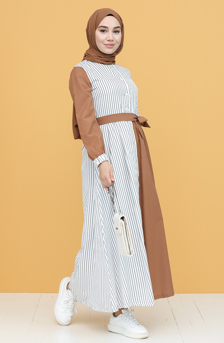 Tan Hijab Dress 4104-03 | Sefamerve