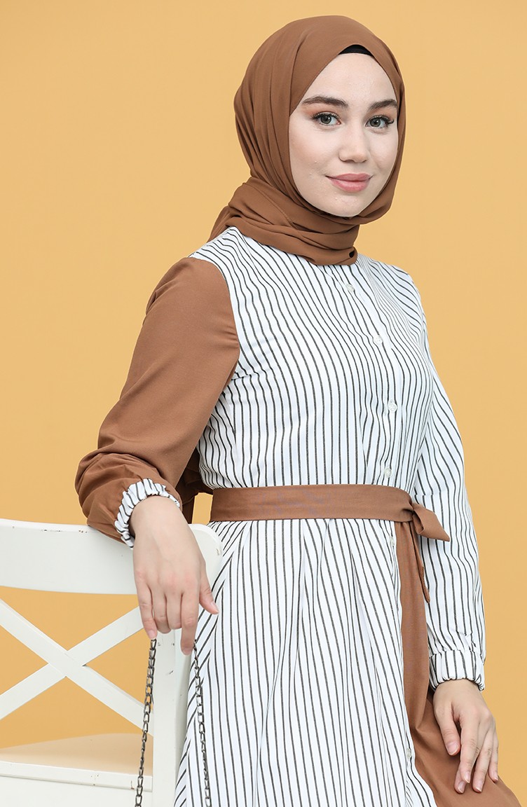 Tan Hijab Dress 4104-03 | Sefamerve