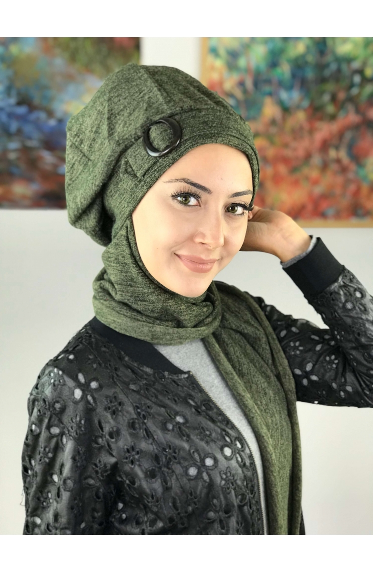 Henna Green Ready to Wear Turban 42AB12EKM-01 | Sefamerve