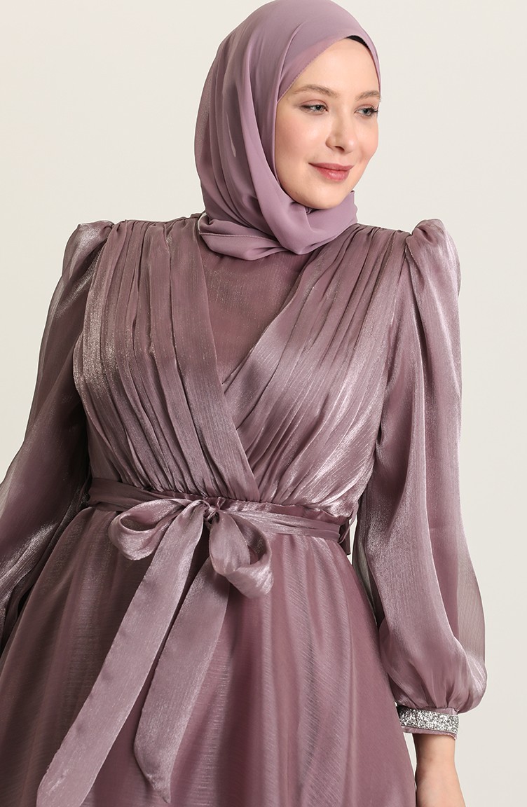Violet Hijab Evening Dress 4919-04 | Sefamerve