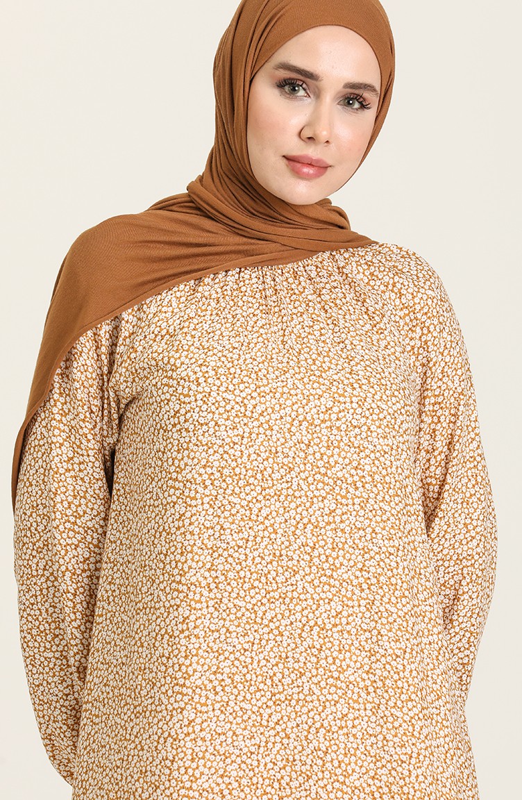 Mustard Hijab Dress 3354-01 | Sefamerve
