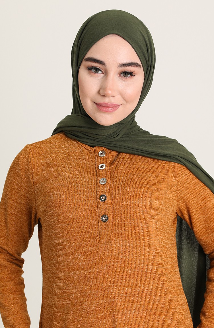 Mustard Hijab Dress 3070-02 | Sefamerve