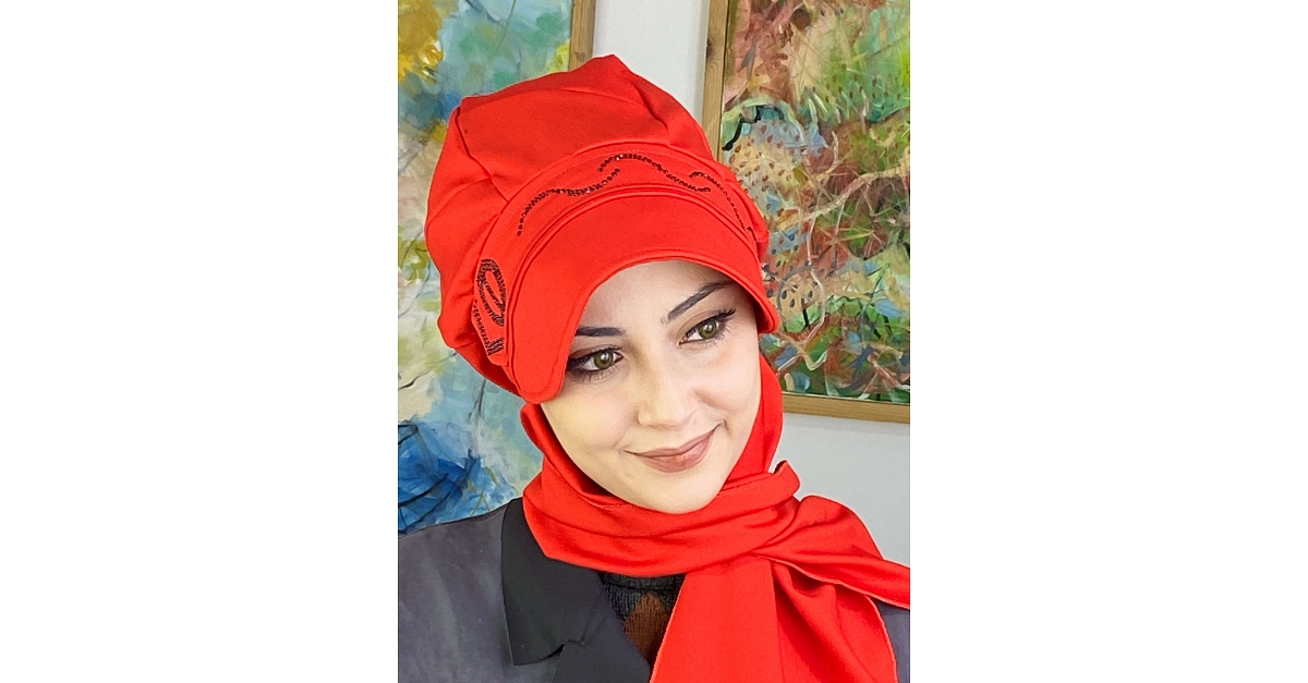 Vermilion Ready to Wear Turban 1TŞŞAP27OCK-10 | Sefamerve