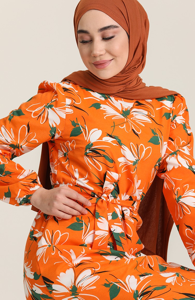 Orange Hijab Dress 2068-01 | Sefamerve