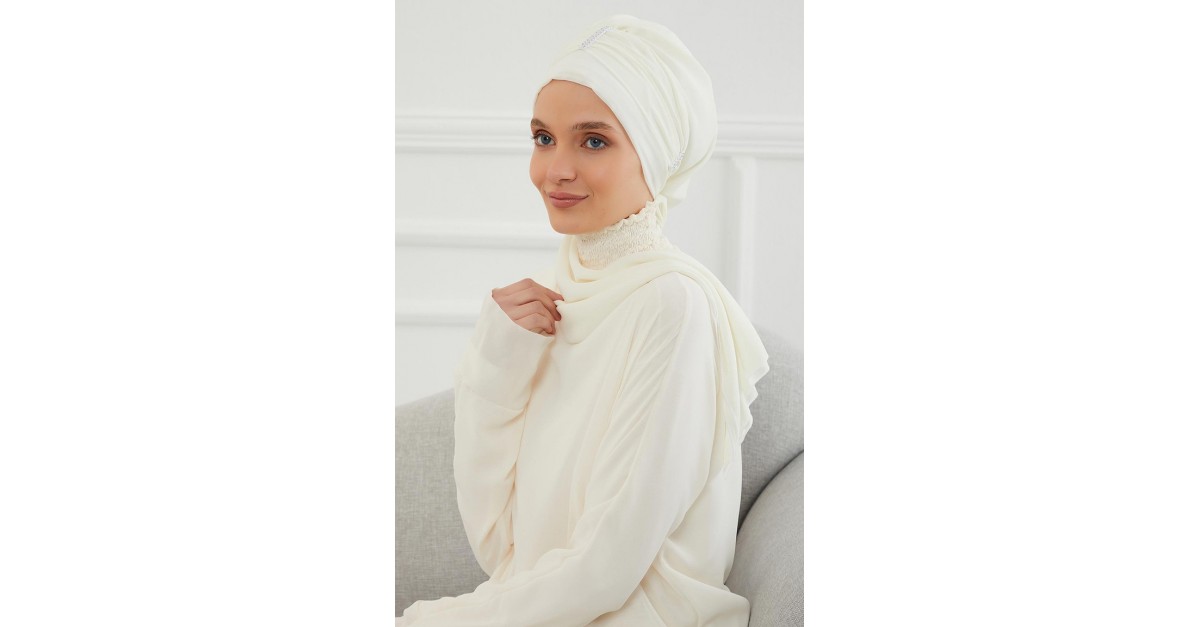 Cream Ready to Wear Turban 58640 | Sefamerve
